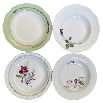 Location Assiettes Creuses Dépareillées Motif Fleurs 23/25cm - ACR Location